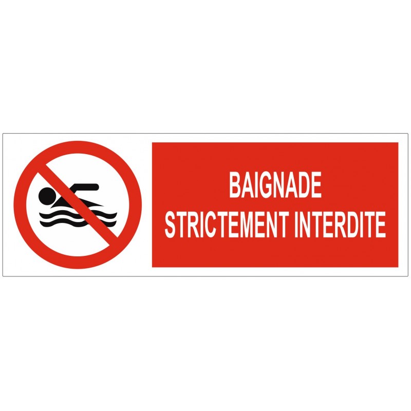 Panneau Ou Autocollant Interdiction Baignade Strictement Interdite